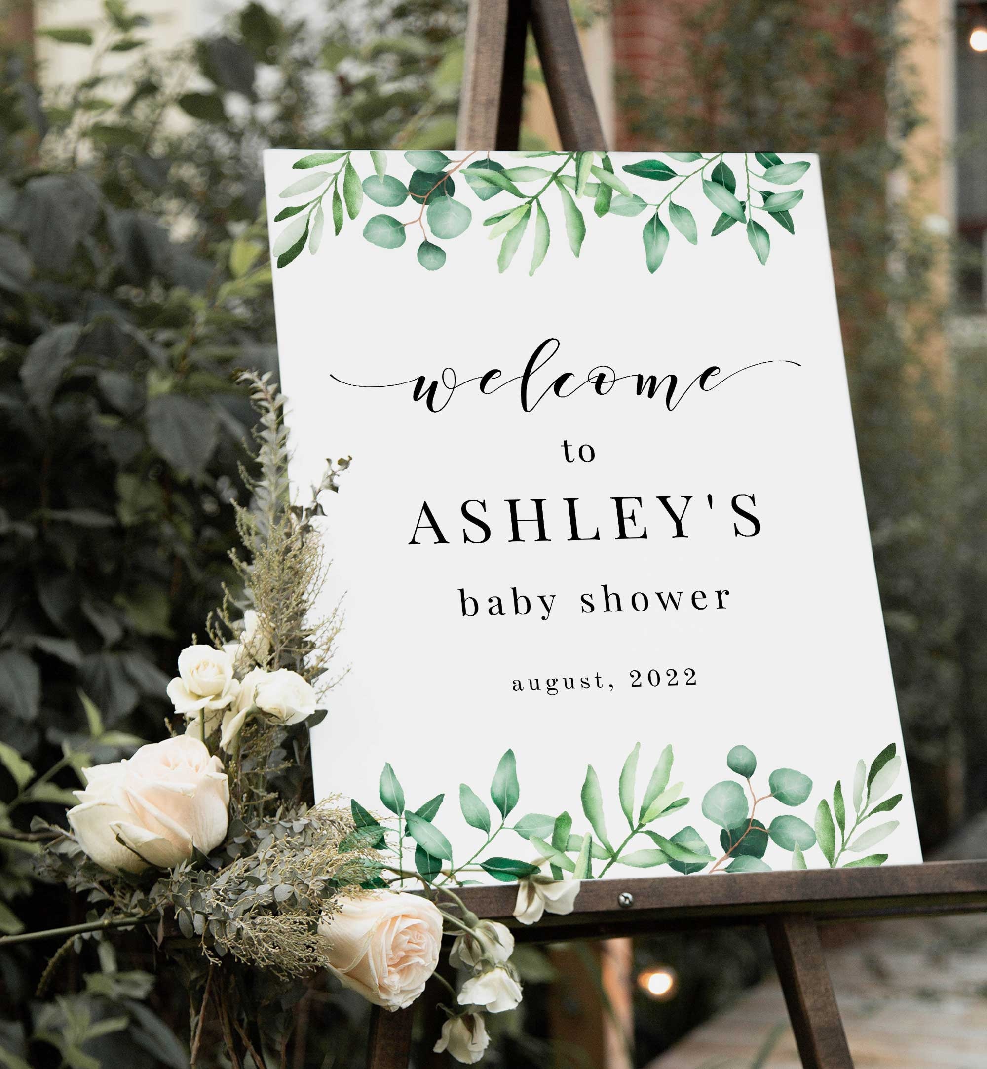 Greenery Baby Shower Welcome Sign Baby Shower Sign Welcome | Etsy