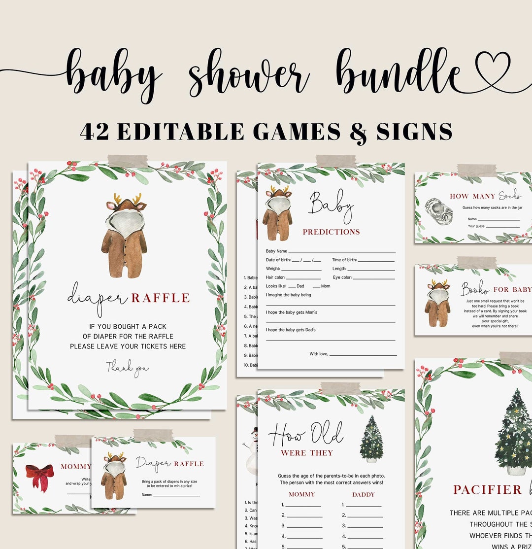 Christmas Baby Shower Games Bundle, Christmas Baby Games Bundle ...