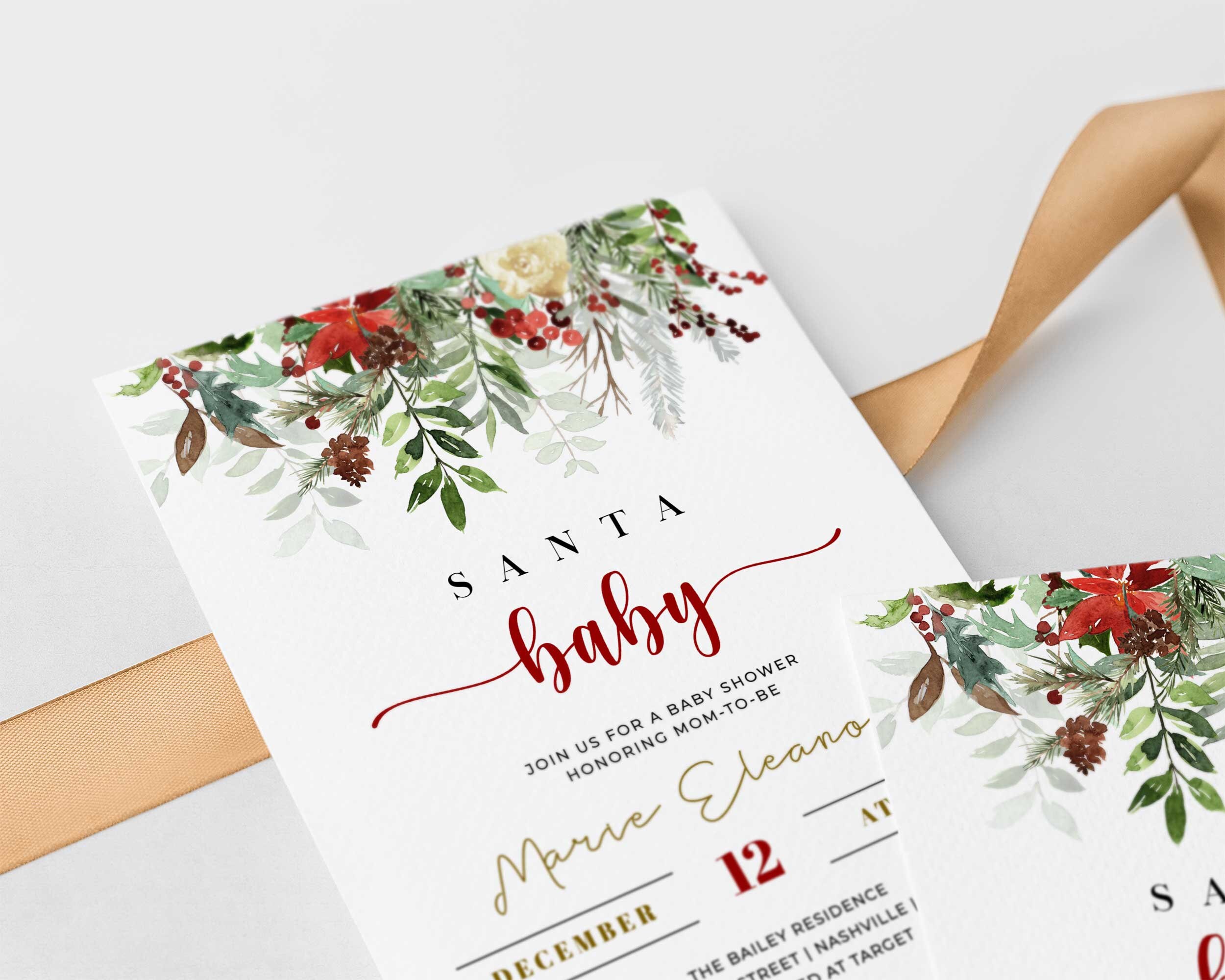 Santa Baby Invitation, Santa Baby Shower, Baby Shower Invitation ...