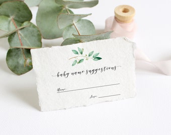 Gender Reveal Party Baby Name Suggestion Cards Printable | Etsy