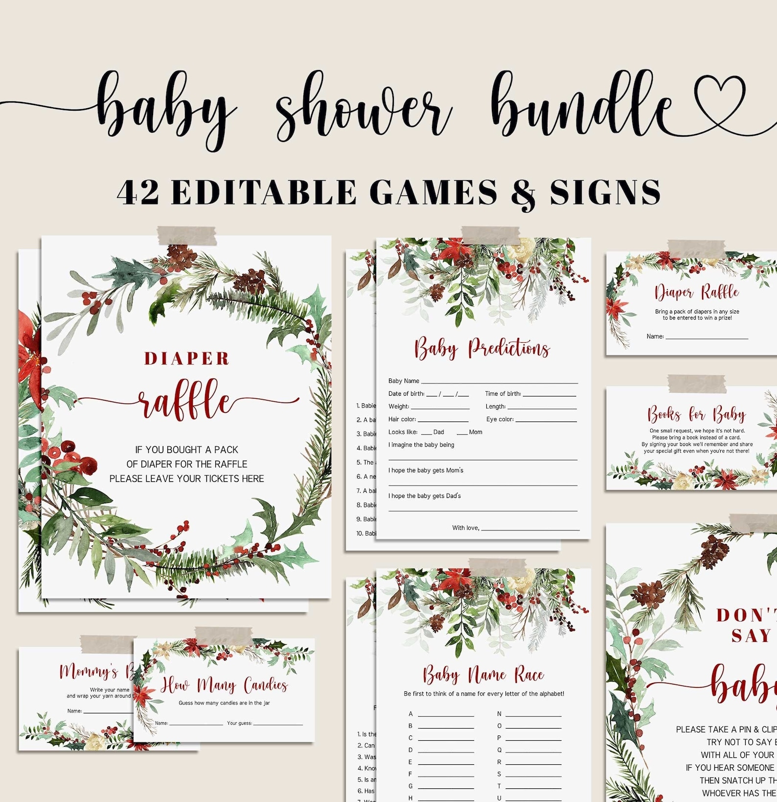 Christmas Baby Shower Games Bundle Winter Baby Games Bundle - Etsy