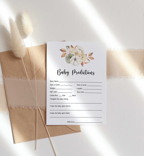 EDITABLE Baby Prediction Cards, Fall Baby Predictions Template, Fall ...