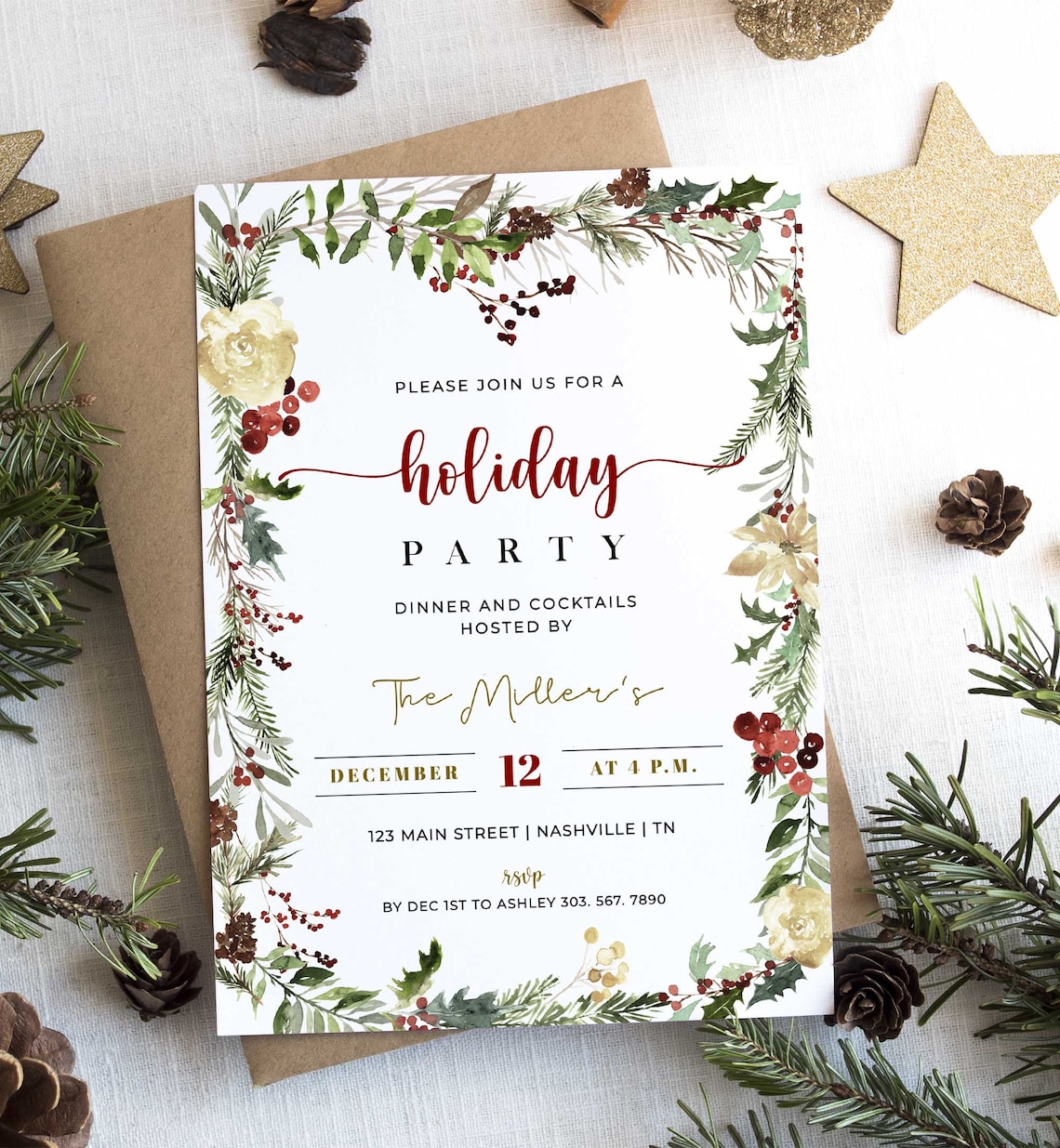Holiday Party Invitation Template Christmas Invitation - Etsy