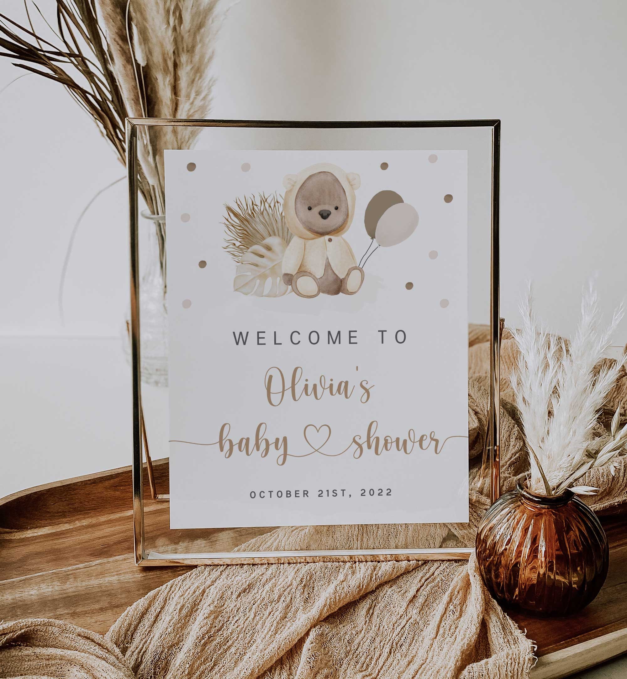 Teddy Bear Baby Shower Sign Welcome Sign Boho Baby Shower - Etsy
