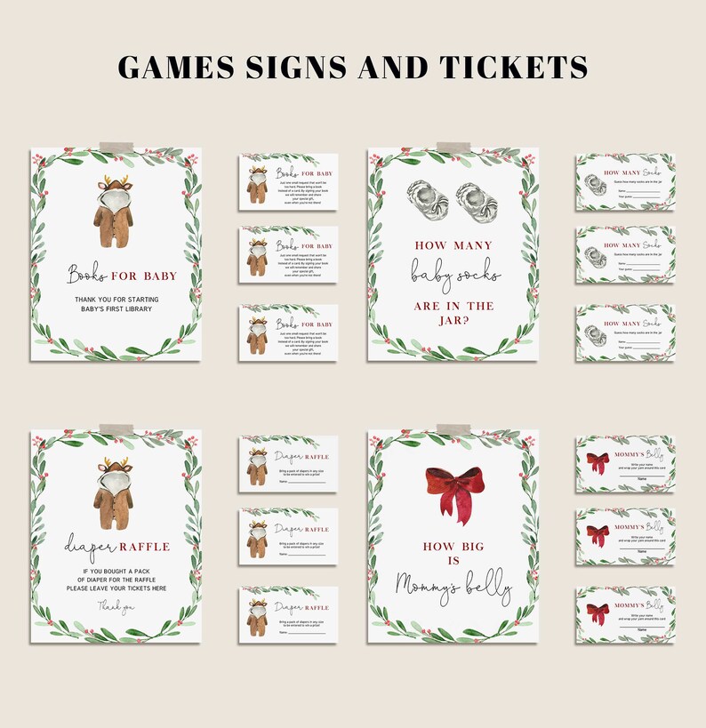 Christmas Baby Shower Games Bundle Christmas Baby Games - Etsy