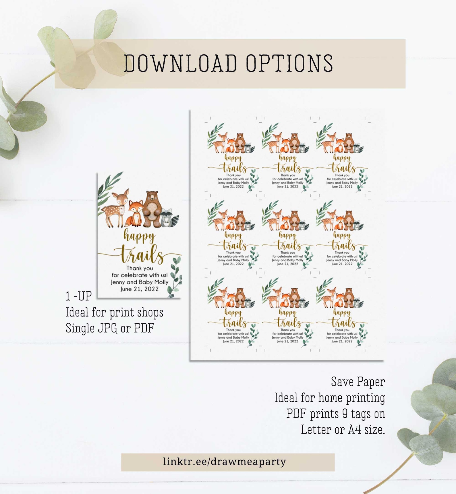 Happy Trails Tag Trail Mix Woodland Favor Tags Template | Etsy