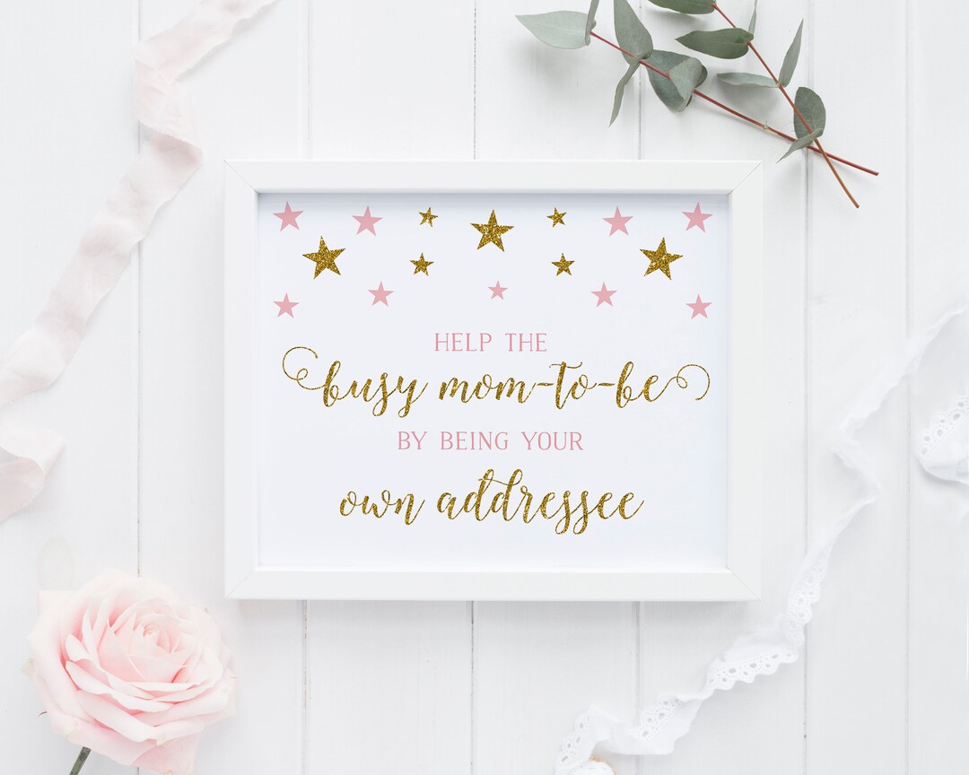 Envelope Addressing Baby Shower Sign, Twinkle Little Star Pink and Gold ...