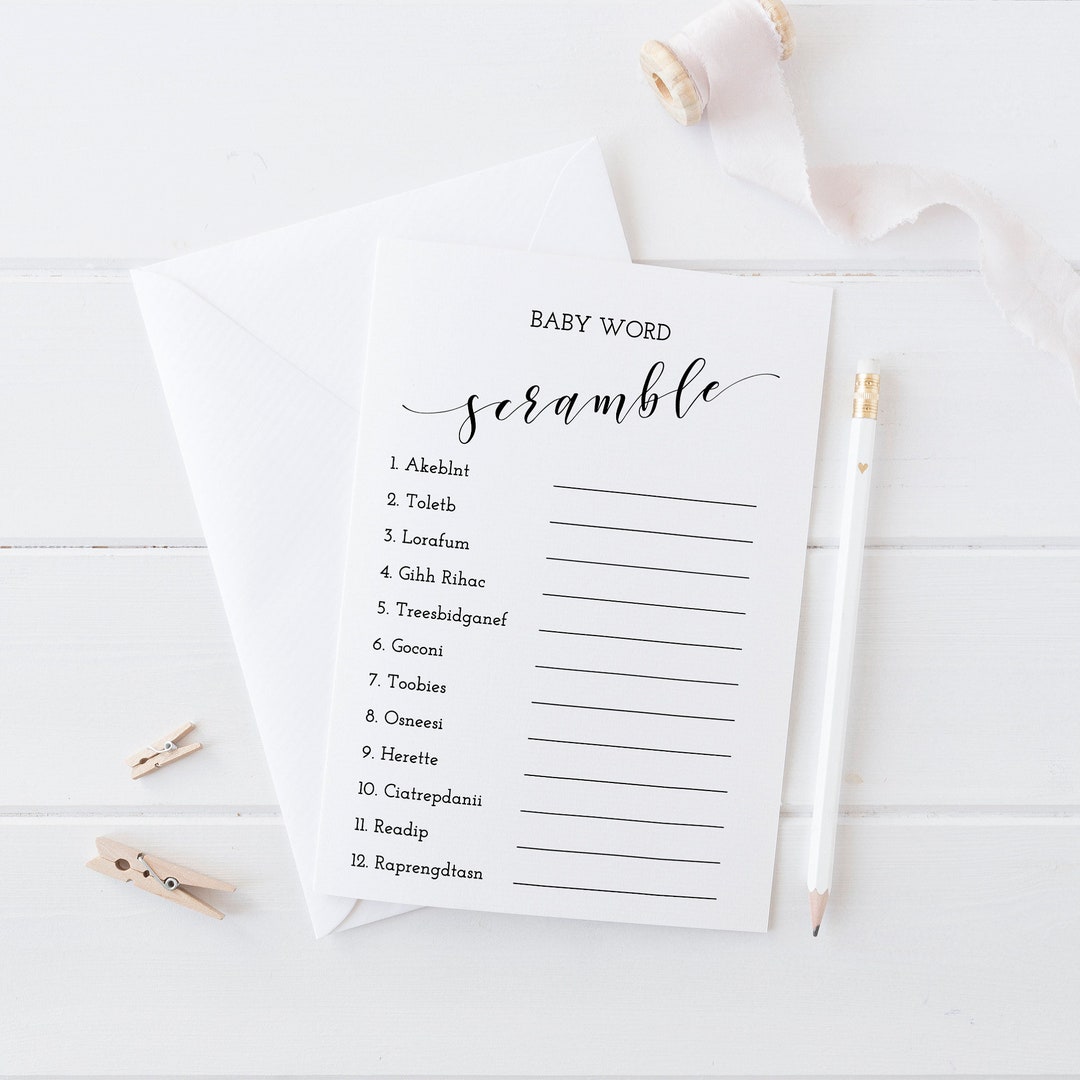 Baby Word Scramble Game Printable, Baby Scramble, Rustic Baby Shower ...