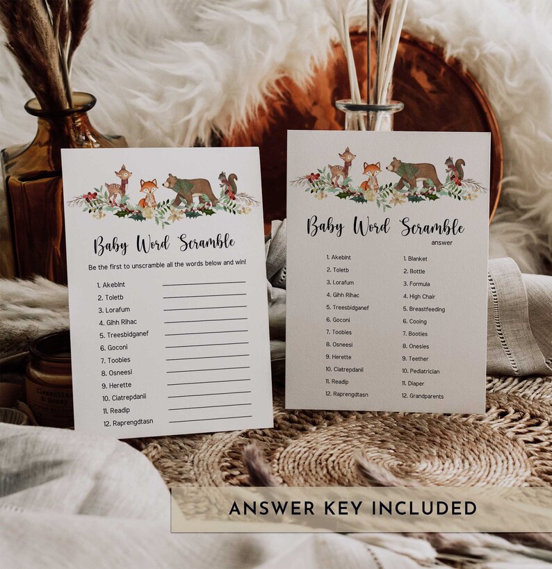 Woodland Baby Shower Games Bundle Winter Woodland Baby Games - Etsy