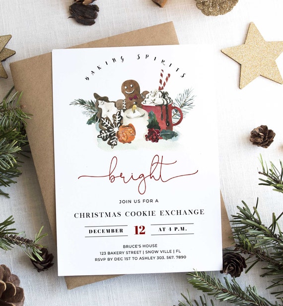 Christmas Cookie Exchange Invitation, Christmas Party Invitation ...