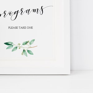 Wedding Program Sign, Programs Please Take One, Greenery Programs Sign ...