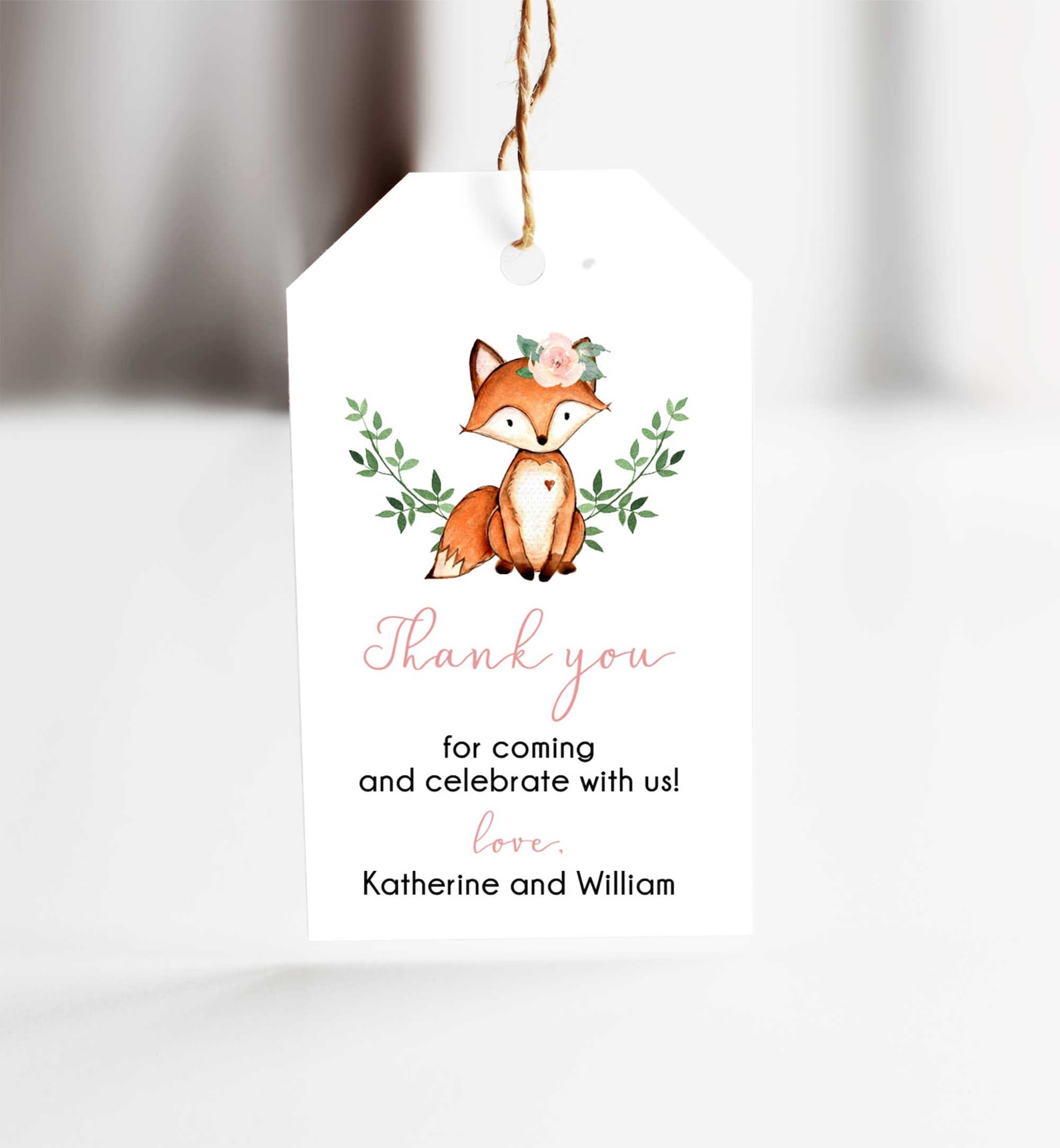 Fox Party Favor Tags Fox Birthday Girl Thank You Tag Instant - Etsy
