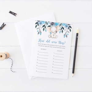 Blue Elephant Baby Shower Games Bundle, Elephant Baby Games Bundle, Boy ...