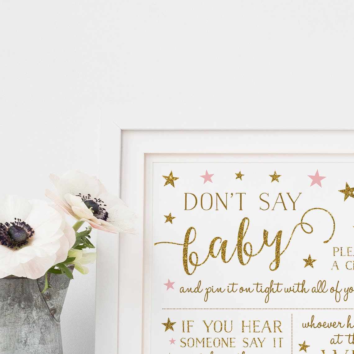 Don't Say Baby Game Printable Dont Say Baby Sign Twinkle | Etsy