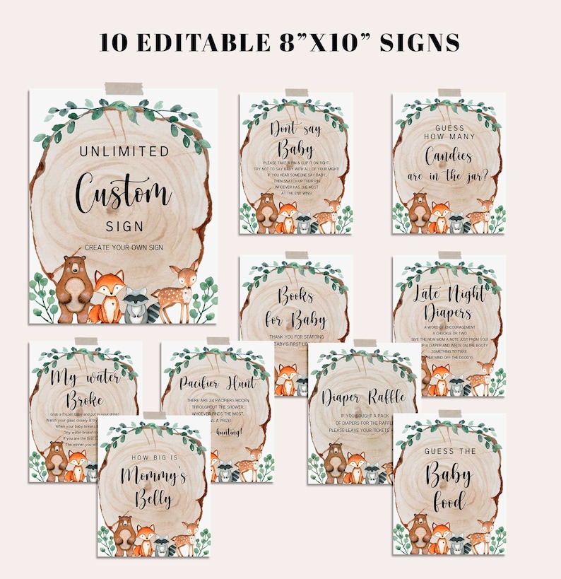 Woodland Baby Shower Games Bundle Woodland Baby Games Bundle - Etsy