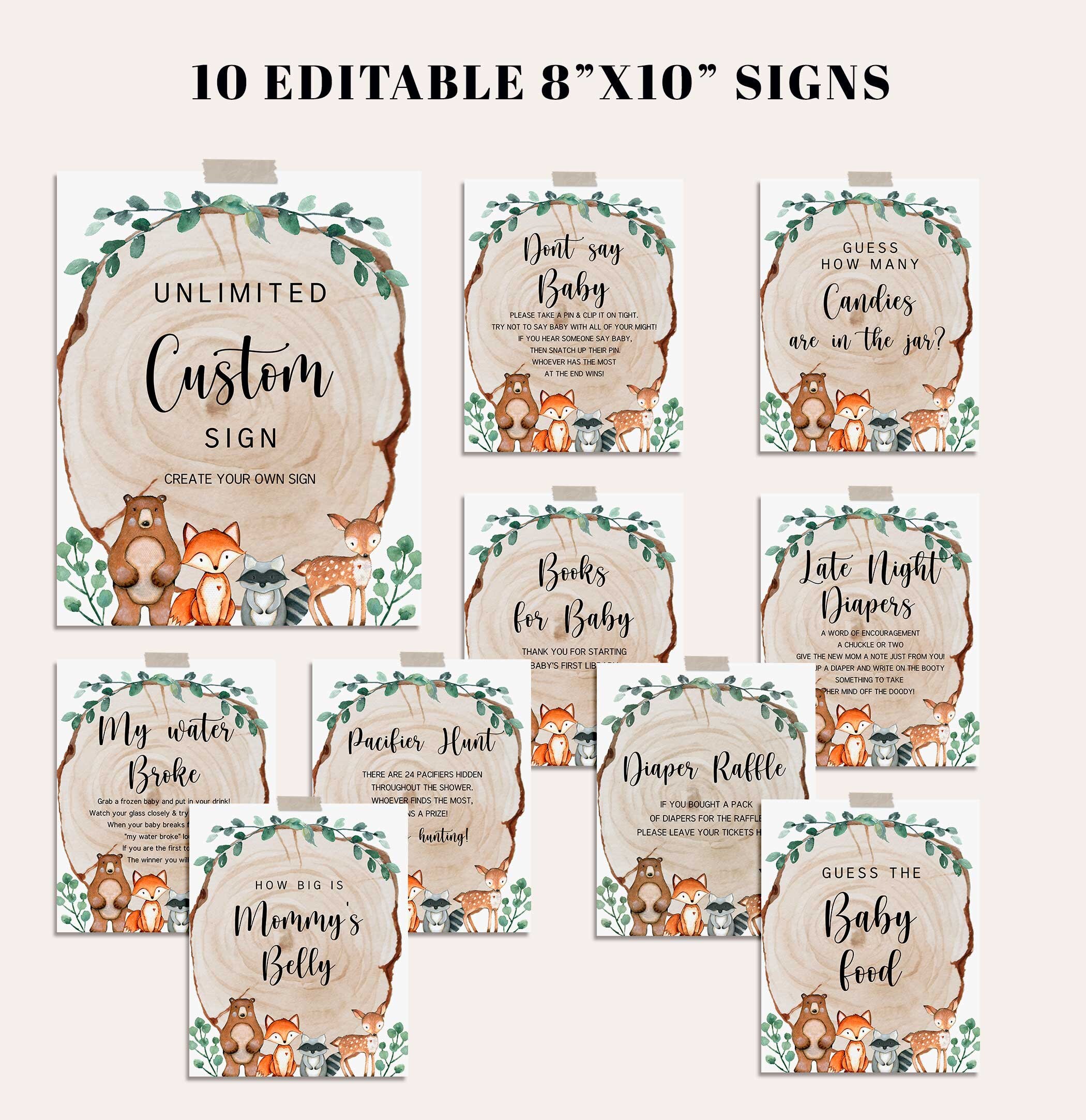 Woodland Baby Shower Games Bundle, Woodland Baby Games Bundle, Baby ...