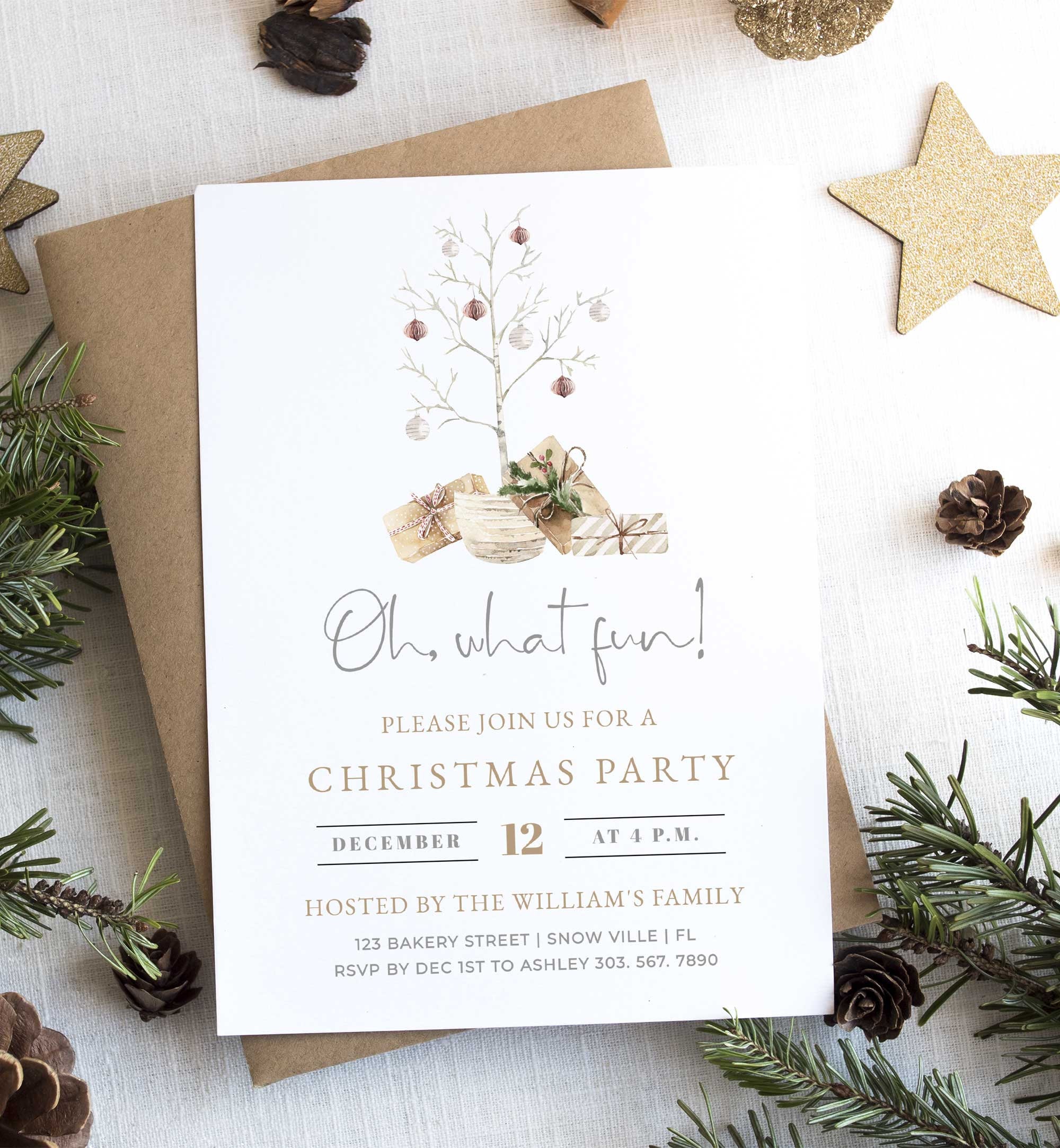 Christmas Party Invitation Template Boho Christmas Invitation - Etsy