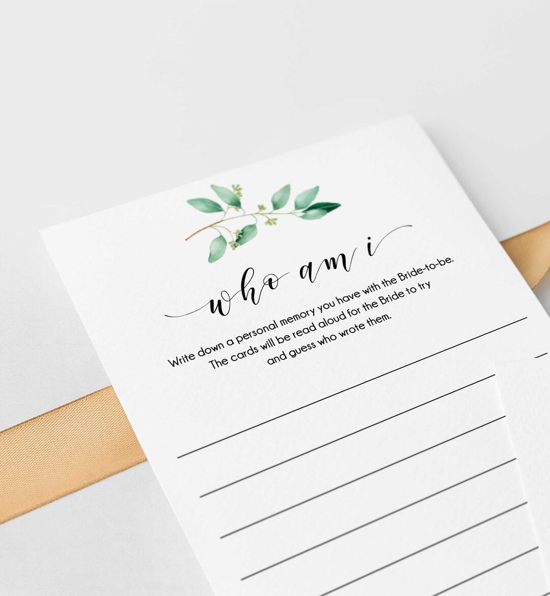Favorite Memory of the Bride, Who Am I Game, Bridal Shower Memory Game ...