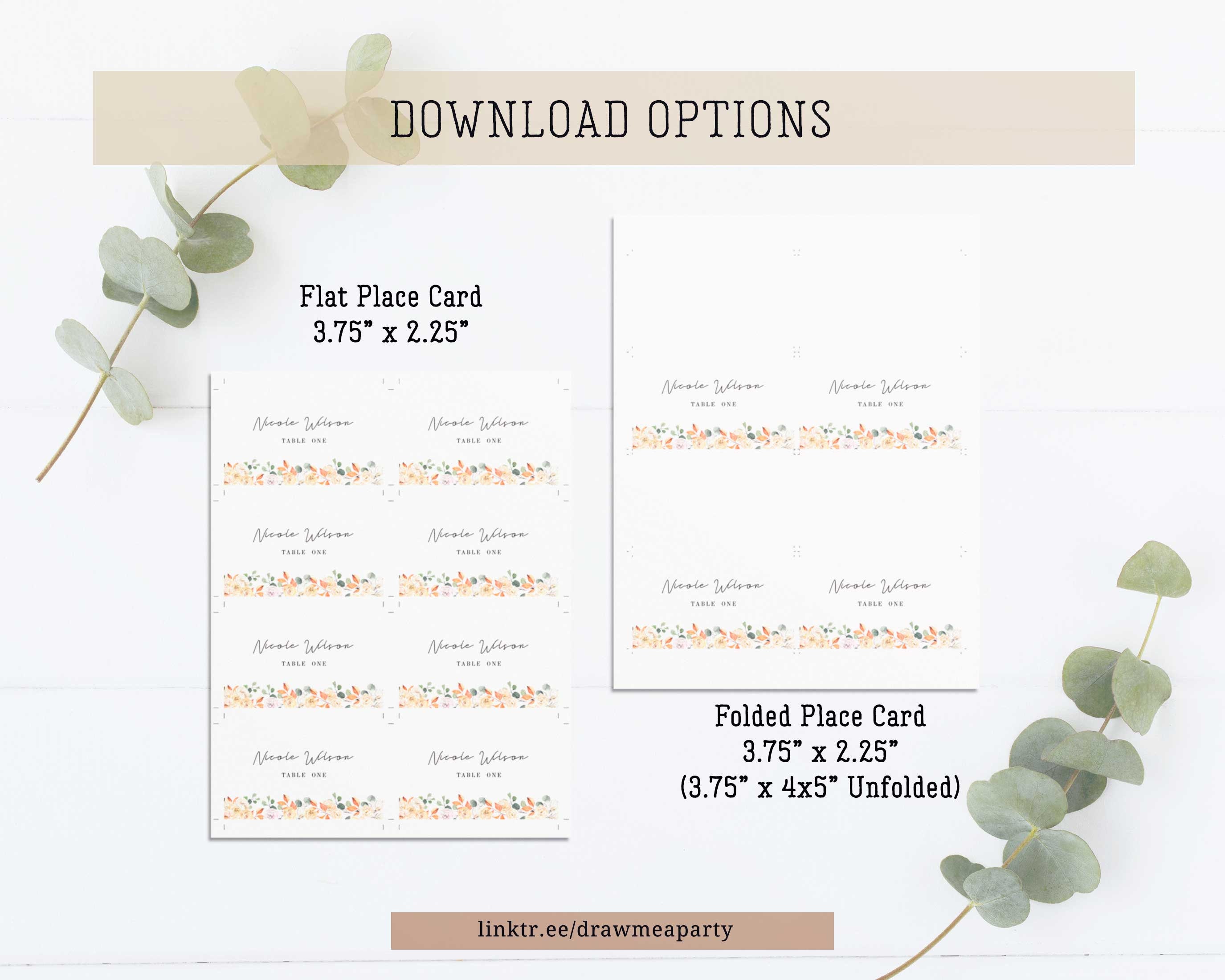 Place Cards Template Fall Table Name Cards Printable Escort - Etsy
