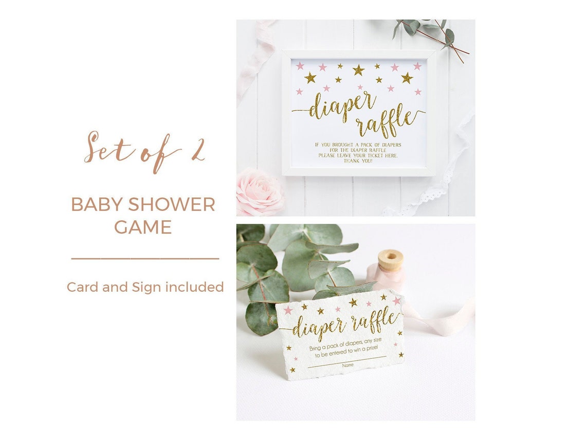 Diaper Raffle Baby Shower Girl Diaper Raffle Insert Pink and - Etsy