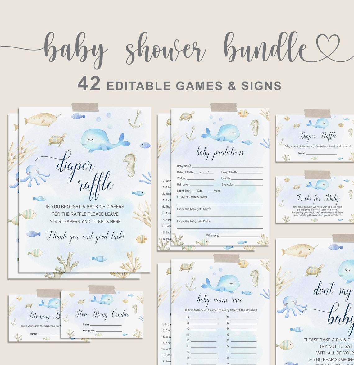 Under the Sea Baby Shower Games Bundle Ocean Baby Games - Etsy