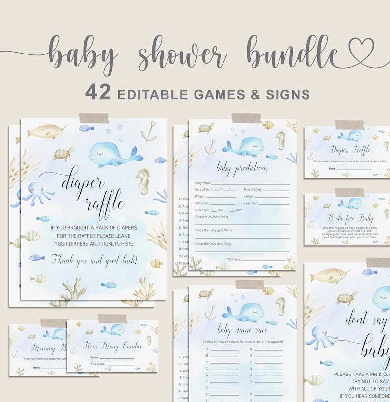 Under the Sea Baby Shower Games Bundle Ocean Baby Games - Etsy