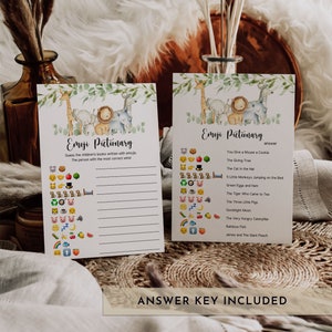 Safari Baby Shower Emoji Pictionary Game, Children's Book Emoji ...