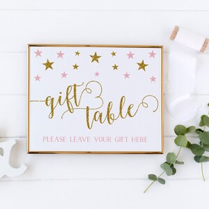 Girl Baby Shower Gift Table Sign Printable, Twinkle Little Star Baby ...