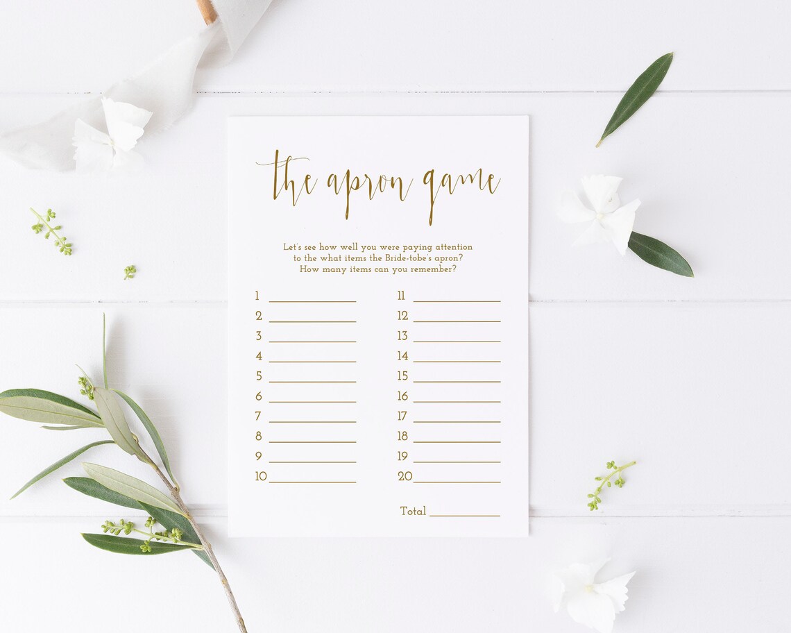 Bridal Shower Apron Game Printable Kitchen Shower Game - Etsy