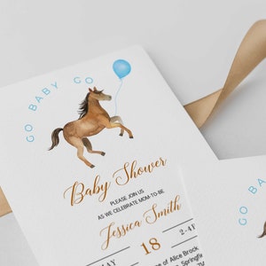Horse Baby Shower Invitation Template, Go Baby Go Boy Shower Invites ...