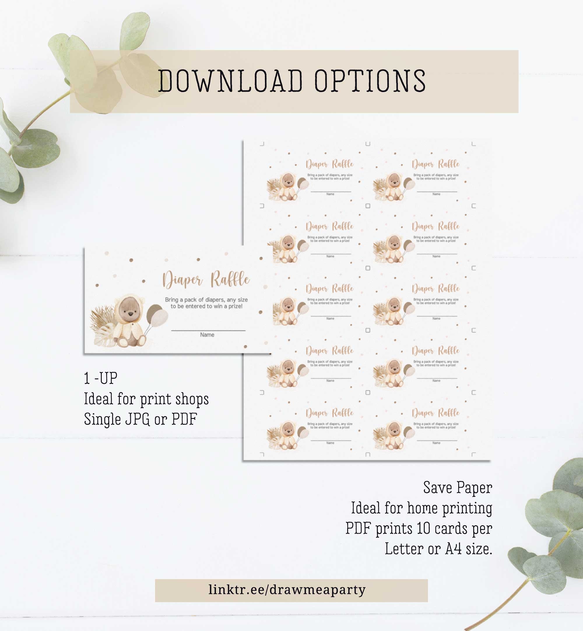 Teddy Bear Baby Shower Diaper Raffle Ticket and Sign | Etsy Canada