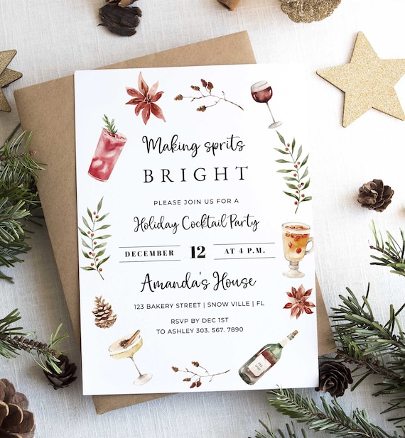 Christmas Cocktail Party Invitation Christmas Party Invite - Etsy