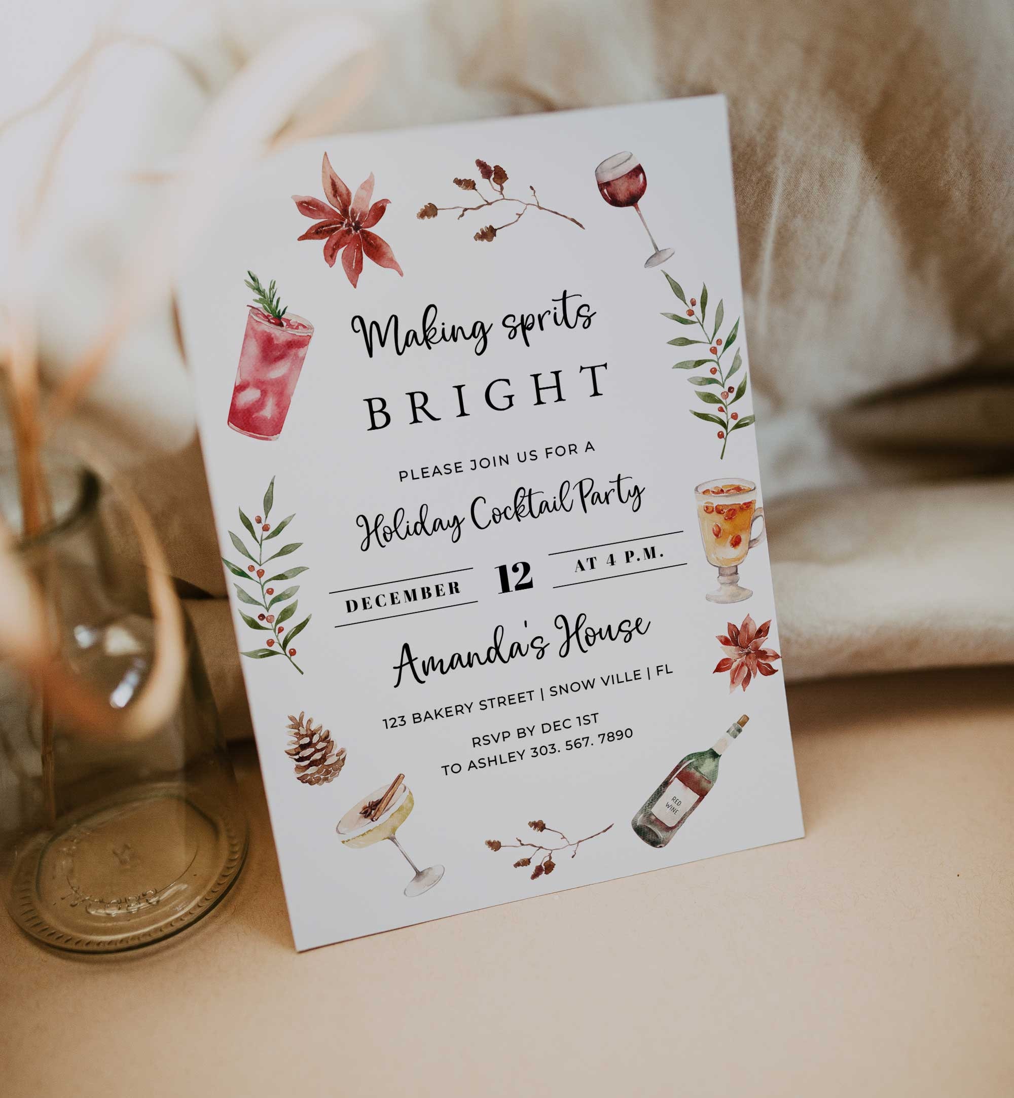 Christmas Cocktail Party Invitation Christmas Party Invite - Etsy