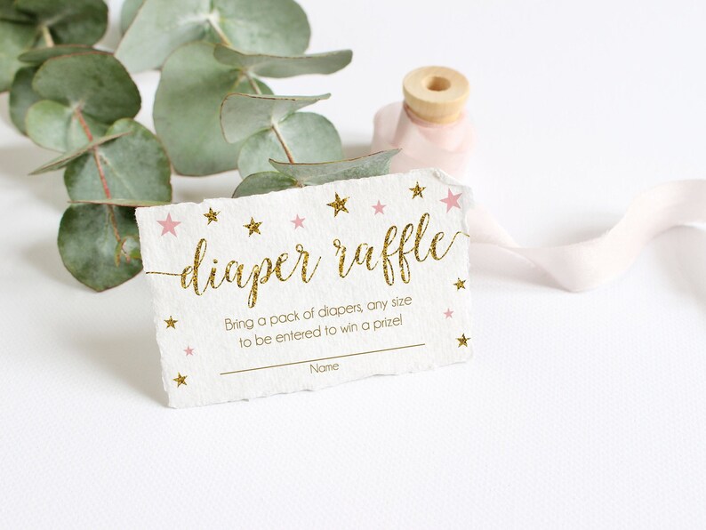 Diaper Raffle Baby Shower Girl Diaper Raffle Insert Pink and - Etsy
