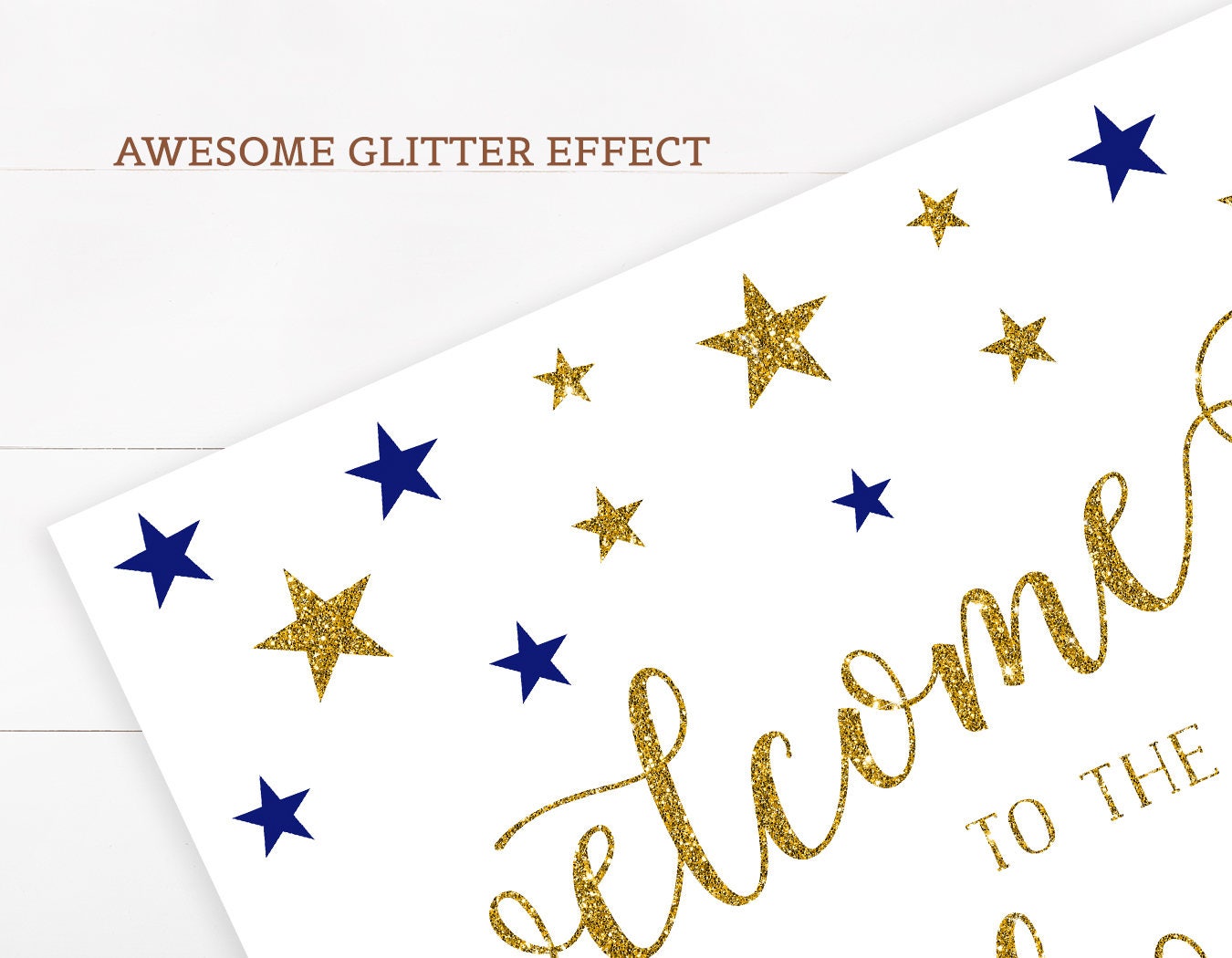 Twinkle Star Blue and Gold Baby Shower Welcome Sign Door | Etsy