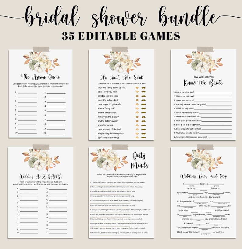 Fall Bridal Shower Games Bundle Fall Bridal Games Bundle - Etsy