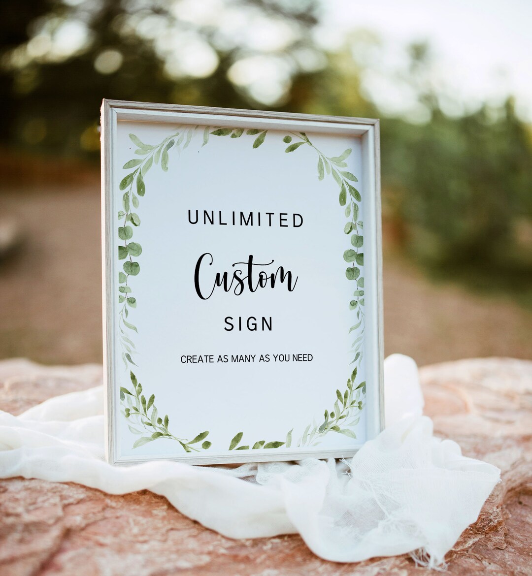 Custom Sign Template, Greenery 8X10 Sign, Fully Editable Sign ...