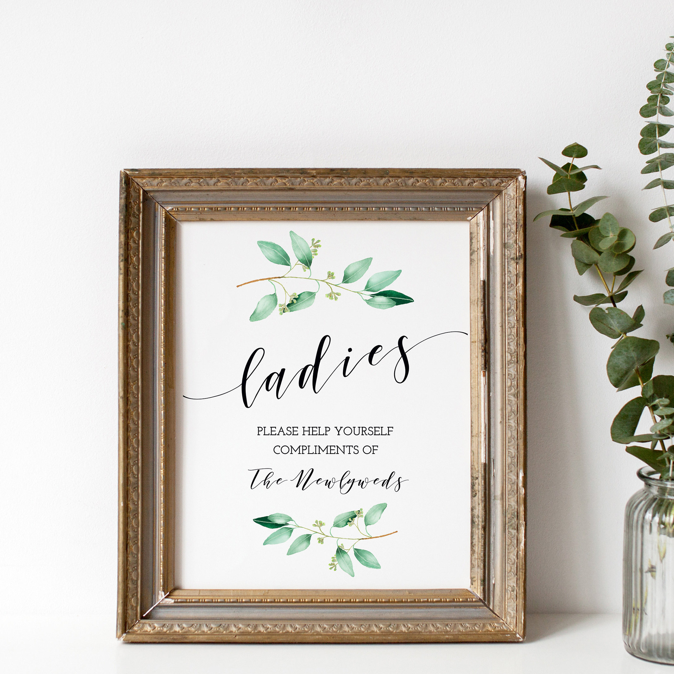 Ladies Room Sign Wedding Ladies Room Sign Greenery Wedding | Etsy