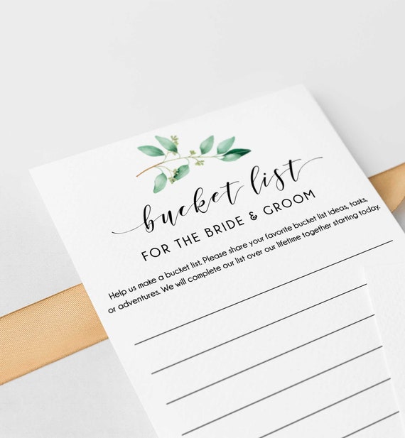 Wedding Bucket List Cards, Printable Bucket List Wedding Cards, Bridal ...