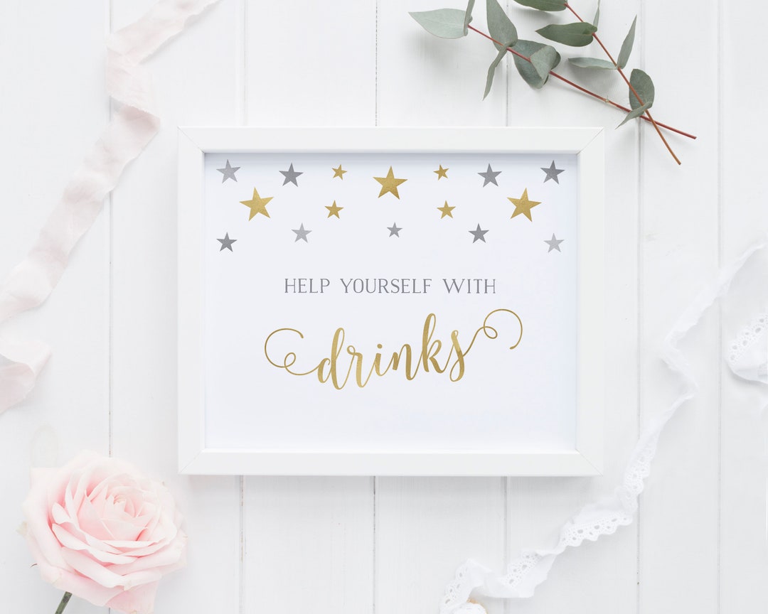 Drinks Sign, Bar Sign, Help Yourself Sign, Gender Neutral Baby Shower ...