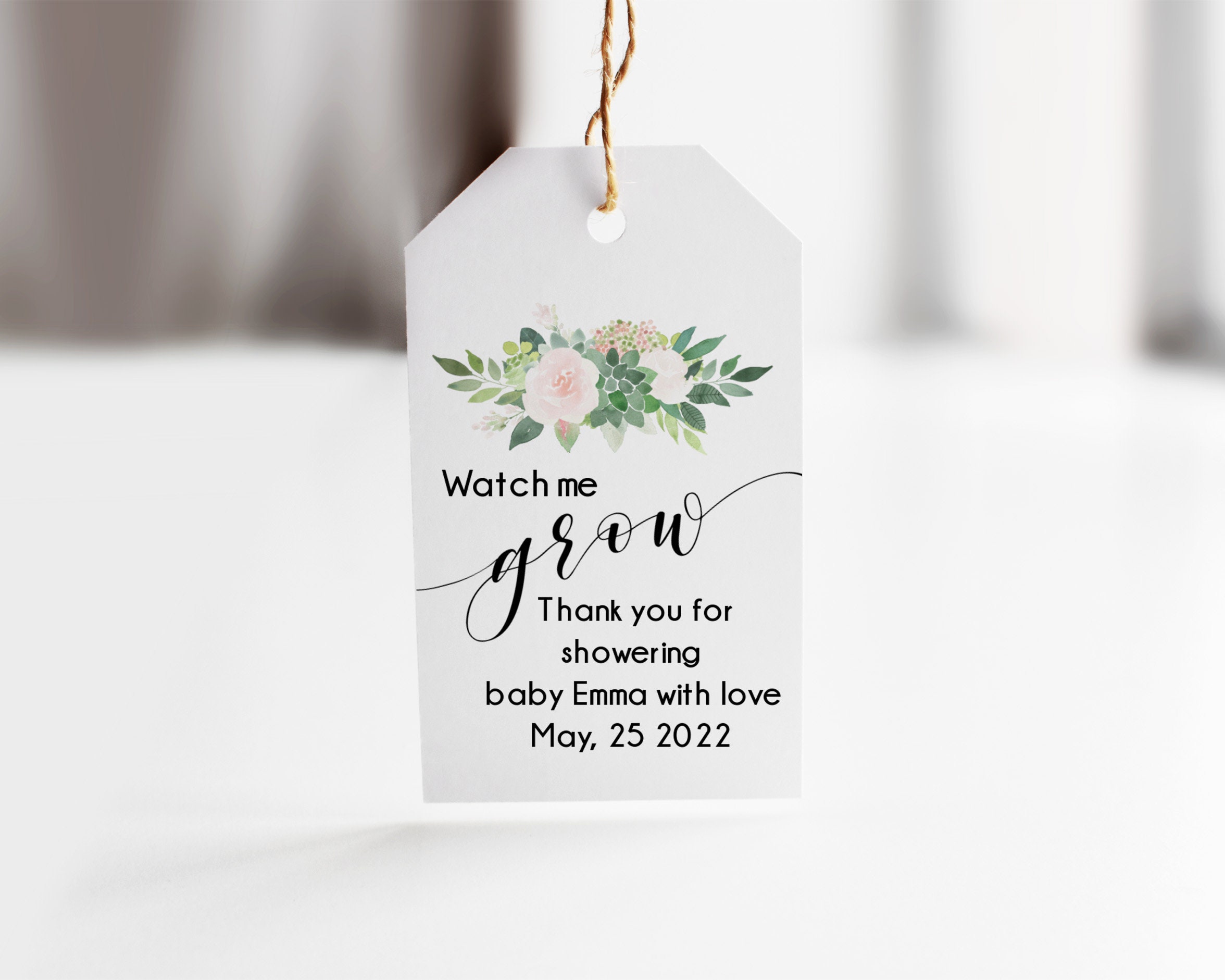 Watch Me Grow Tags Succulent Tags Baby Shower Favor Tags - Etsy