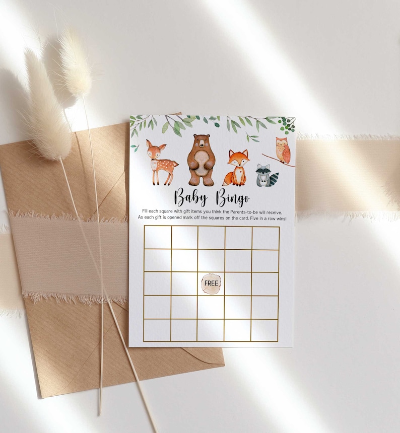 Woodland Baby Shower Bingo Bingo Cards EDITABLE Woodland | Etsy