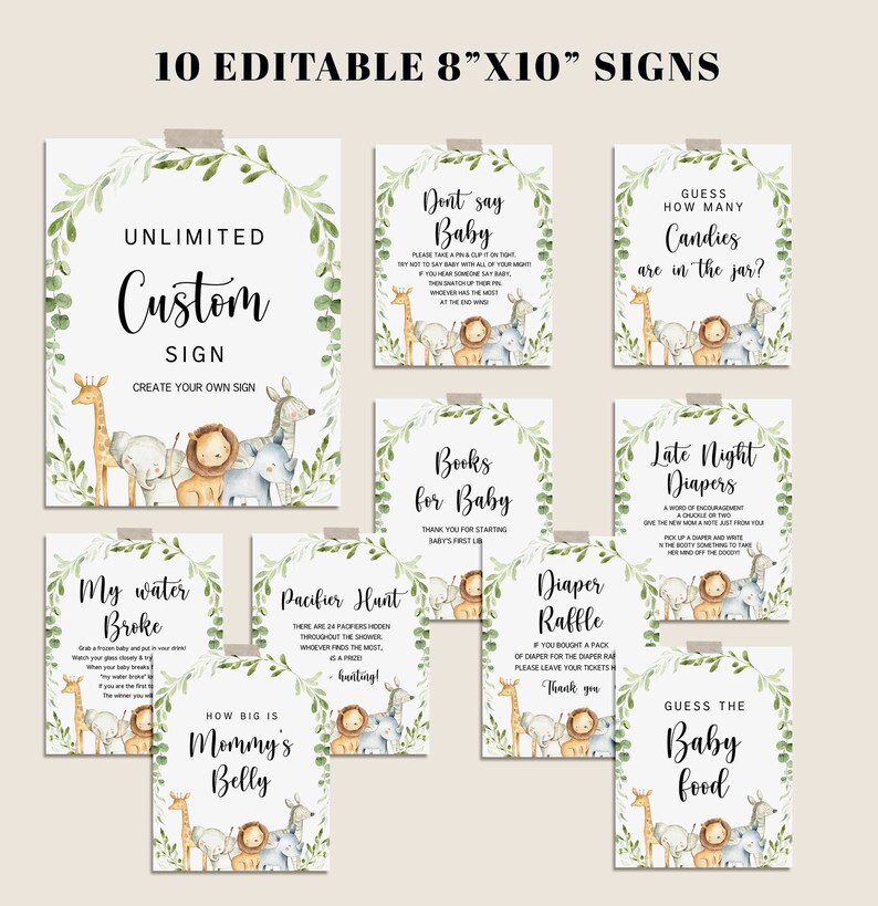 Safari Baby Shower Games Bundle Jungle Baby Games Bundle - Etsy