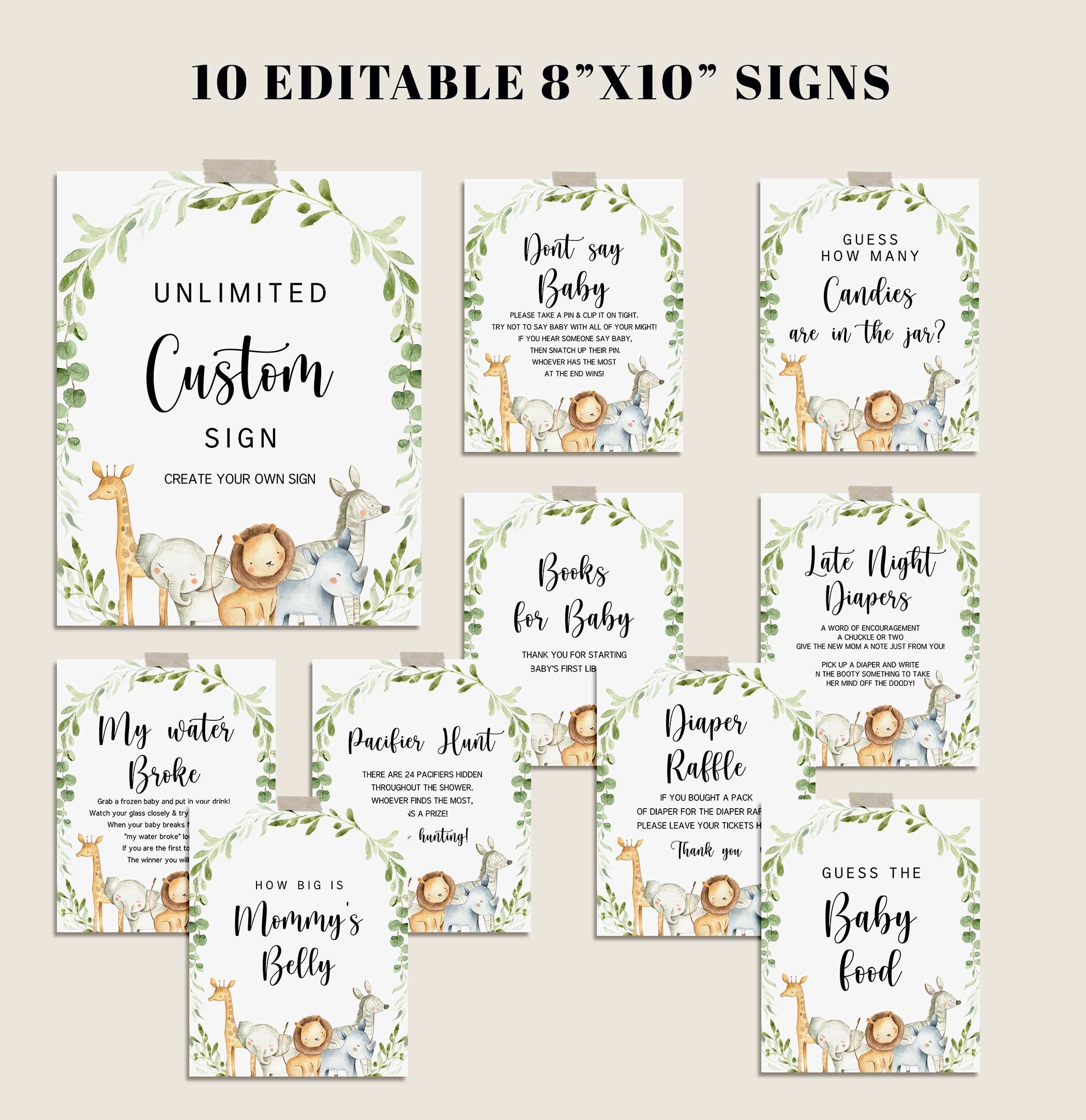 Safari Baby Shower Games Bundle Jungle Baby Games Bundle | Etsy UK