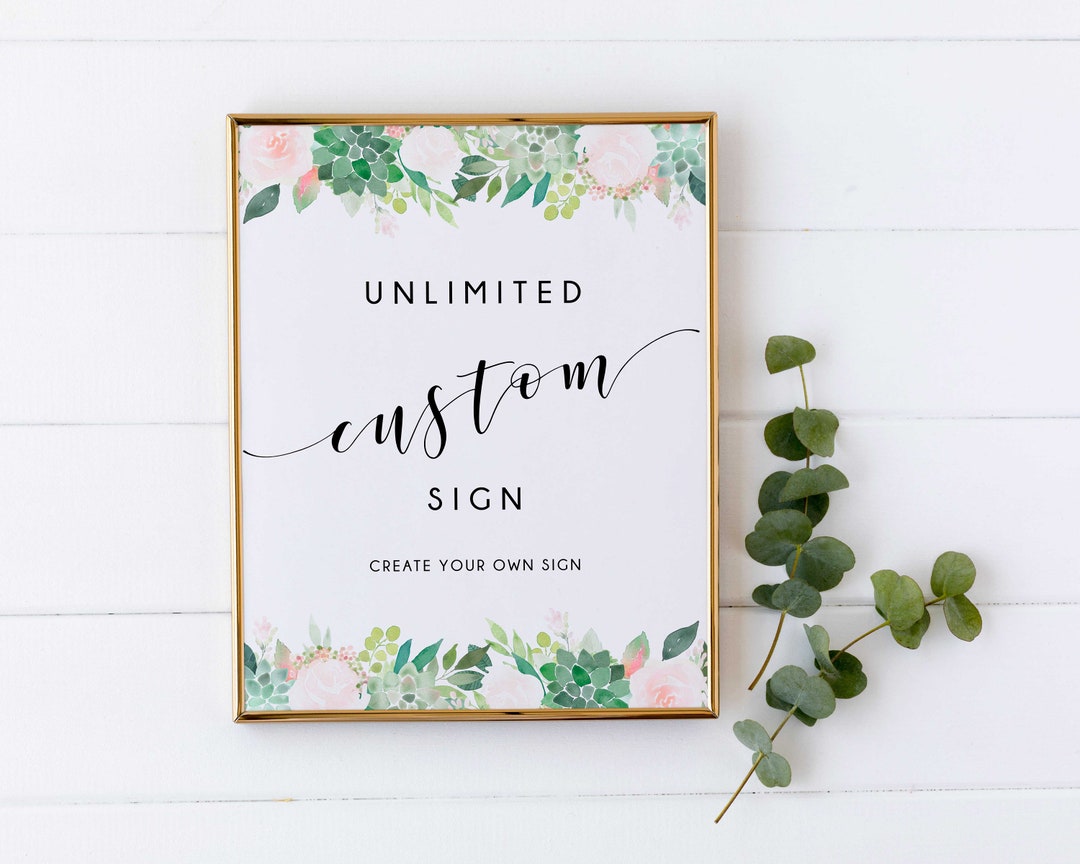 Succulent Sign Template, Fully Editable Succulent Sign, Succulent Baby ...