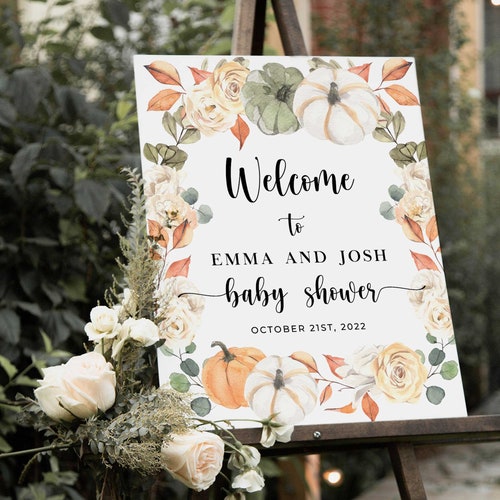 Welcome Baby Shower Sign Template Fall Baby Shower Pumpkin - Etsy