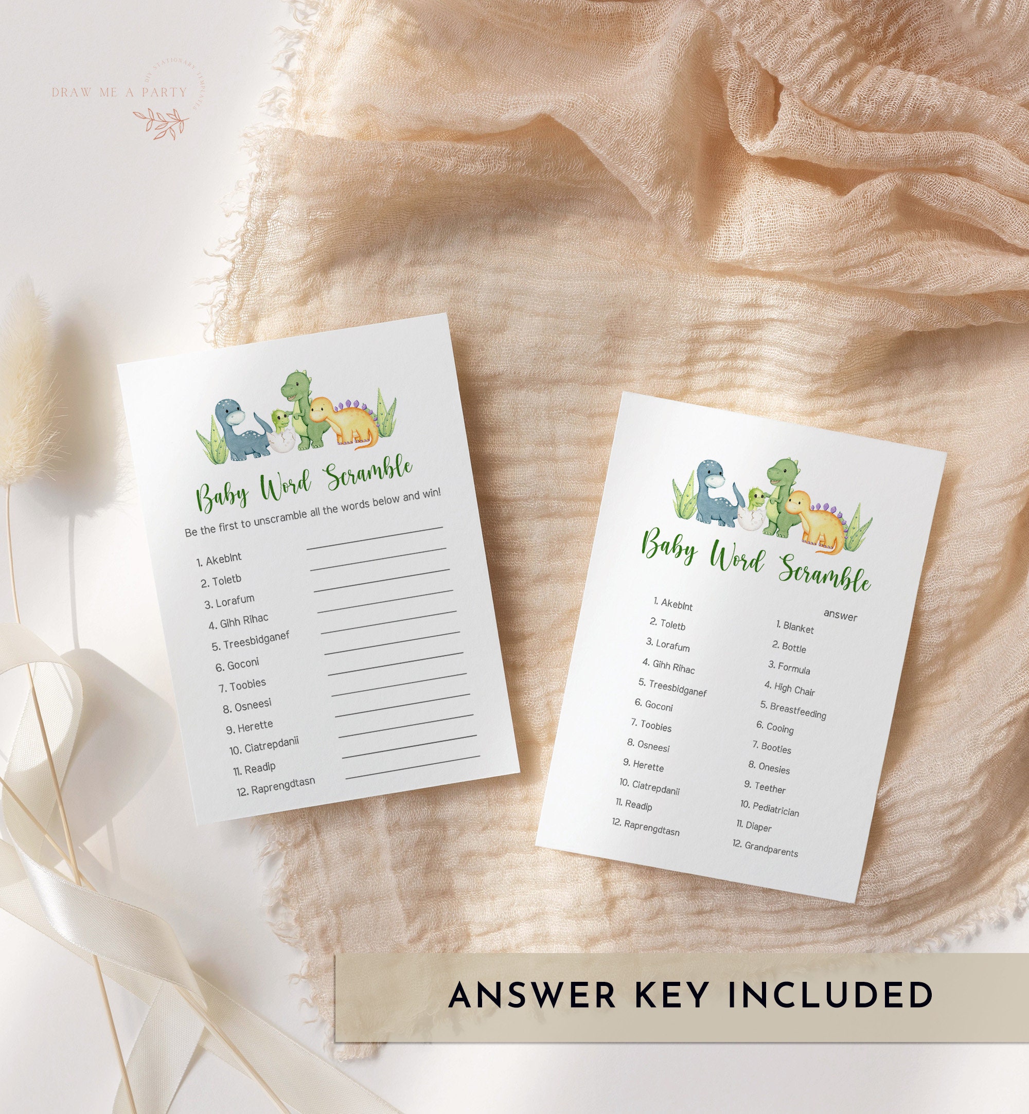 Dinosaur Baby Shower Games, Dino Baby Shower Bundle, Boy Baby Shower ...