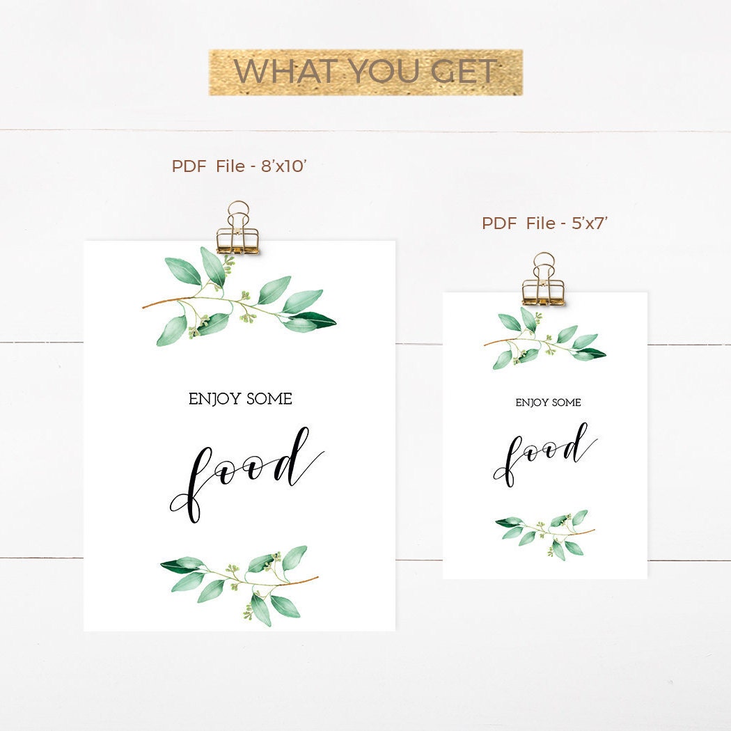 Enjoy Some Food Sign Food Table Sign Greenery Party Decor - Etsy