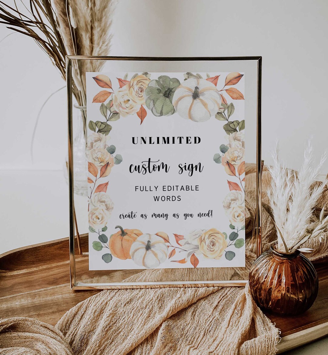 Fall Sign Template, Fall Party Sign, ANY EVENT, Fully Editable Words ...