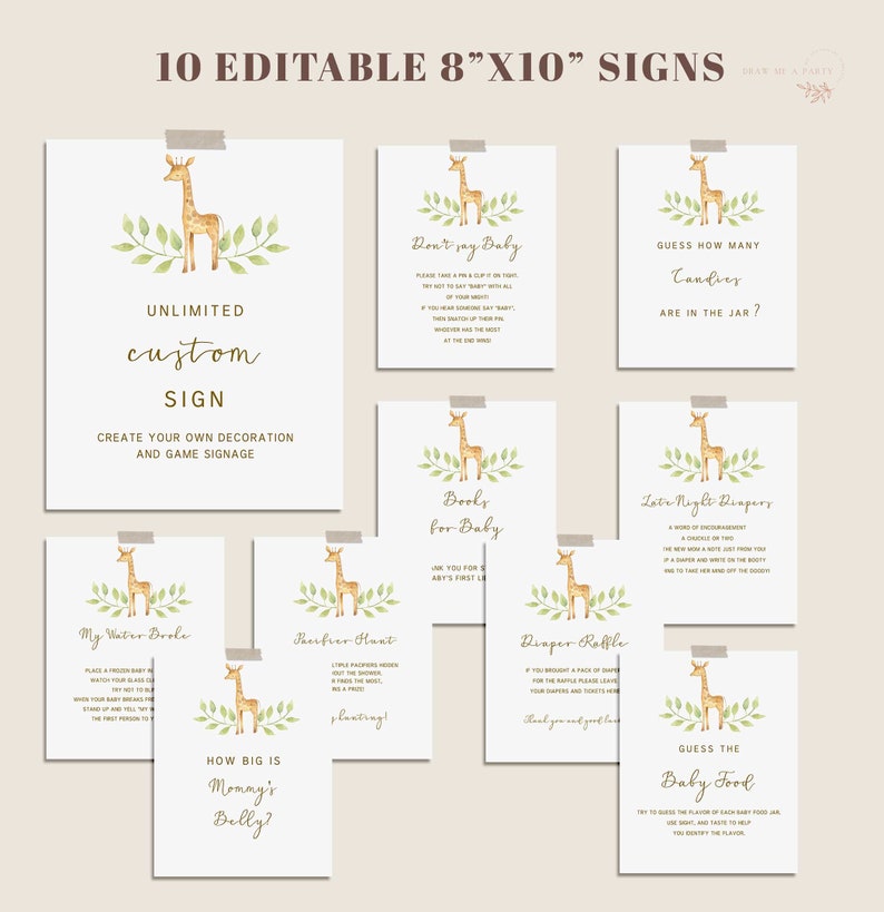 Giraffe Baby Shower Games Bundle Safari Baby Shower Game Boy - Etsy